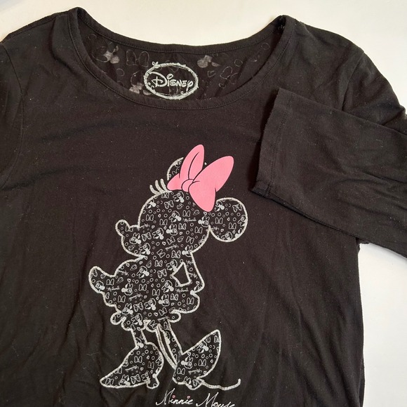 Disney | Tops | Disney Minnie Mouse Black Long Sleeve Sleep Shirt Xlxg ...